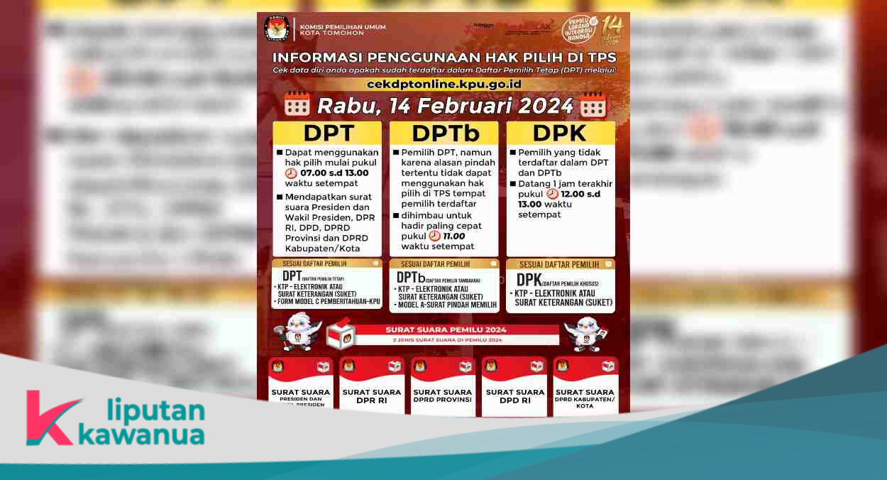KPU Tomohon Soal Penggunaan Hak Pilih di TPS..! Ayo Nyoblos KPU Tomohon Soal Penggunaan Hak Pilih di TPS..! Ayo Nyoblos